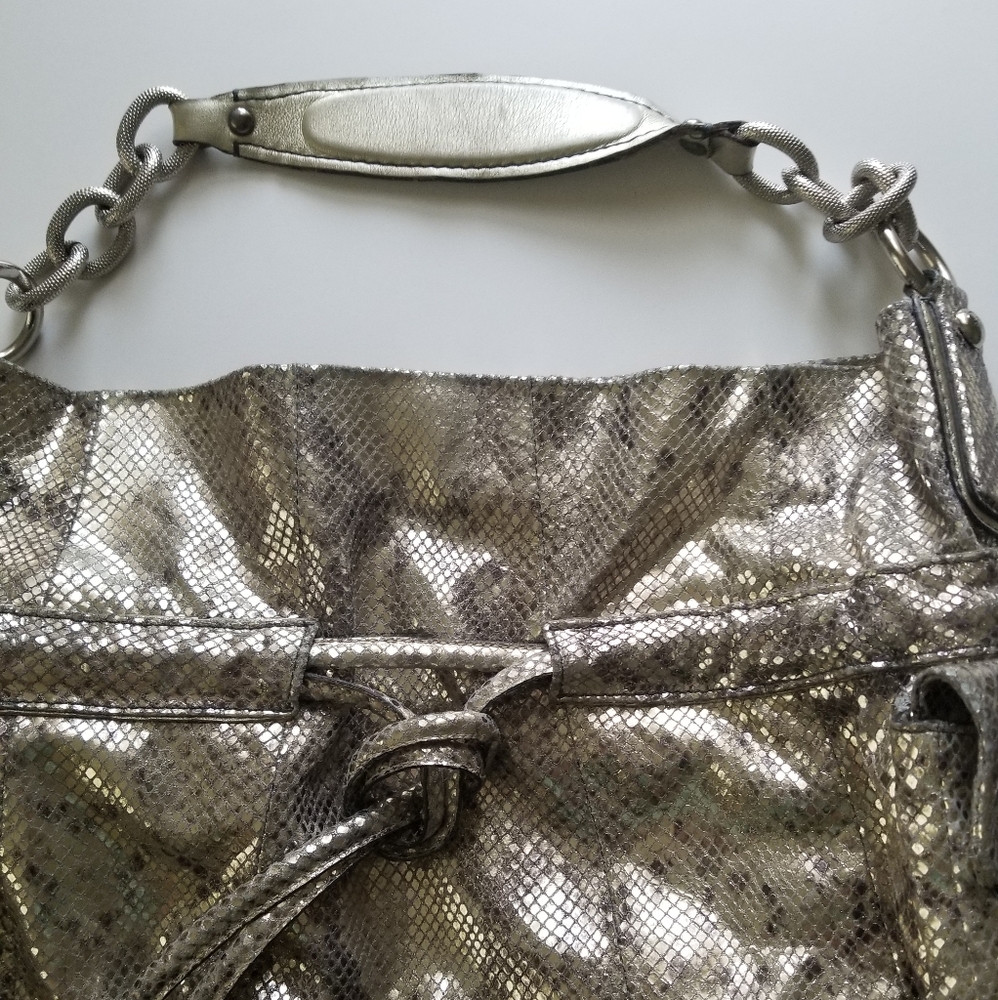 Coach Kristin Metallic Python Print Drawstring Leathe… - Gem